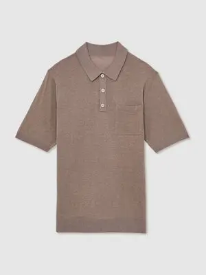 REISS Nelson Patch Pocket Knit Polo Shirt