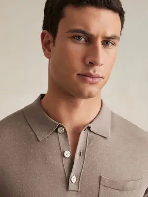 REISS Nelson Patch Pocket Knit Polo Shirt