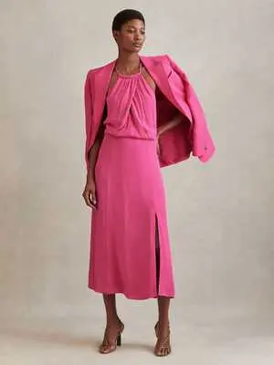 REISS Elliana Drape Front Midi Dress