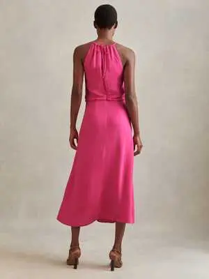 REISS Elliana Drape Front Midi Dress