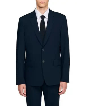 Sandro Wool Suit Jacket Blazer - Navy Blue
