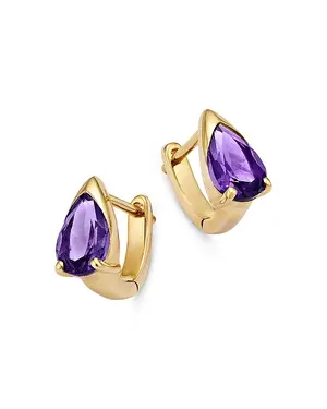 Bloomingdale'S London Pear Huggie Hoop Earrings - Amethyst