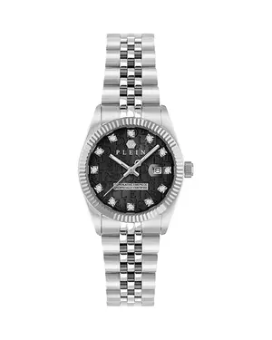 Philipp Plein Date Superlative Watch, 28mm - Black/silver