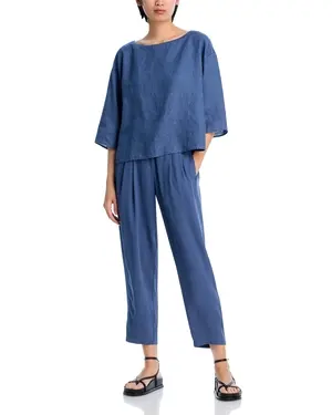 Eileen Fisher Linen Boat Neck Top