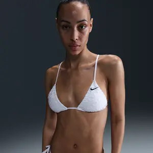 Nike Swim Swoosh Link Terry Triangle Bikini Top - White