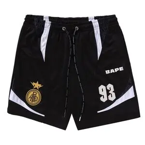 A BATHING APE Multi Logo Relaxed Fit Soccer Shorts - Black