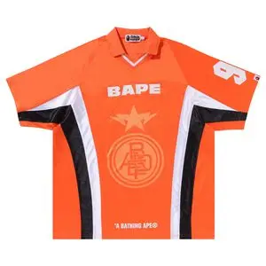 A BATHING APE Multi Logo Relaxed Fit Soccer Jersey - Orange