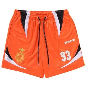 A BATHING APE Multi Logo Relaxed Fit Soccer Shorts - Orange