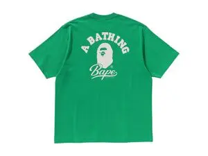 A BATHING APE Cursive College Logo Relaxed Fit Tee Shirt