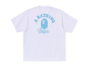 A BATHING APE Cursive College Logo Relaxed Fit Tee Shirt - White
