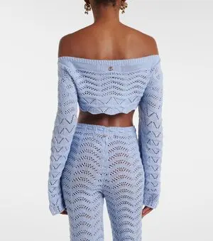 BANANHOT Helena Crochet Knit Crop Top - Blue