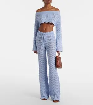 BANANHOT Helena Crochet Knit Crop Top - Blue