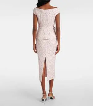 SELF-PORTRAIT Embellished Bouclé Midi Dress