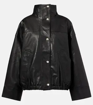 RÓHE Leather Bomber Jacket Black
