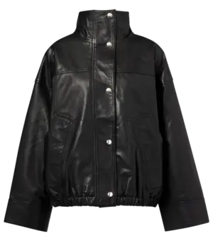 RÓHE Leather Bomber Jacket - Black