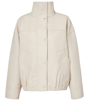 RÓHE Leather Bomber Jacket - White