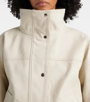 RÓHE Leather Bomber Jacket - White