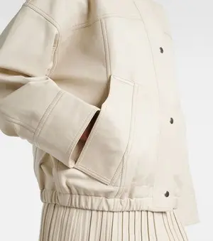 RÓHE Leather Bomber Jacket - White