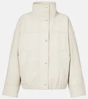 RÓHE Leather Bomber Jacket - White