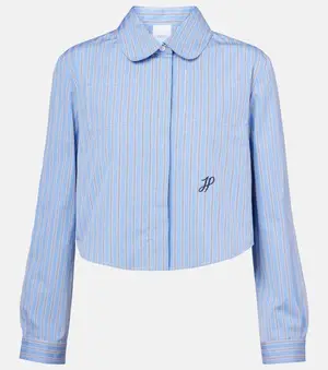 PATOU Bengal Stripe Cropped Shirt - Blue