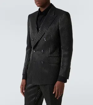 TOM FORD Striped Wool And Silk Lamé Blazer