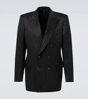 TOM FORD Striped Wool And Silk Lamé Blazer - Black