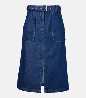 Dries Van Noten Denim Midi Skirt - Blue