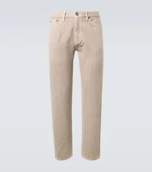Zegna Leather-trimmed Straight Pants - Beige