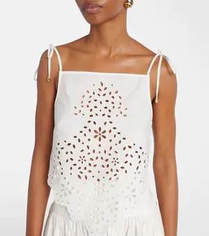 SELF-PORTRAIT Embroidered Cotton Top