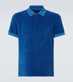 TOM FORD Cotton-blend Terry Polo Shirt - Blue