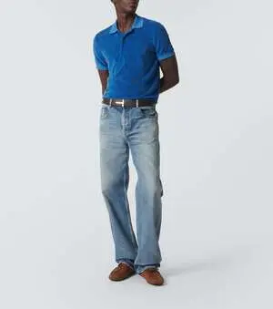 TOM FORD Cotton-blend Terry Polo Shirt - Blue