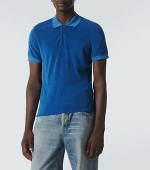 TOM FORD Cotton-blend Terry Polo Shirt - Blue