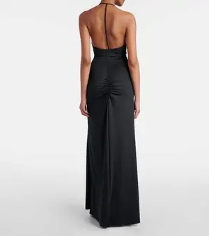 Victoria Beckham Gathered Jersey Gown - Black