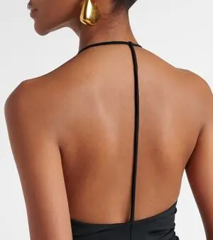 Victoria Beckham Gathered Jersey Gown - Black