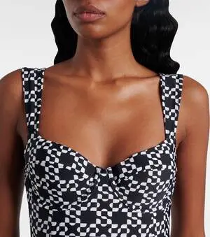 Simkhai Lexi Printed Bustier Swimsuit