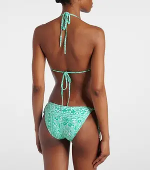 Melissa Odabash Costa Printed Halterneck Bikini Top - Green