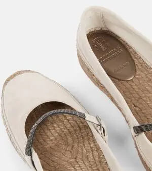 Brunello Cucinelli Monili Suede Espadrilles - Beige