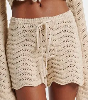 BANANHOT Kim Crochet Cotton-blend Shorts - Beige