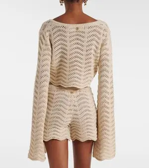 BANANHOT Kim Crochet Cotton-blend Shorts - Beige