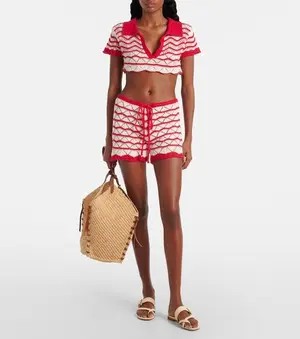 BANANHOT Kim Crochet Cotton-blend Shorts - Red