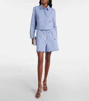 PATOU Scalloped Striped Poplin Shorts