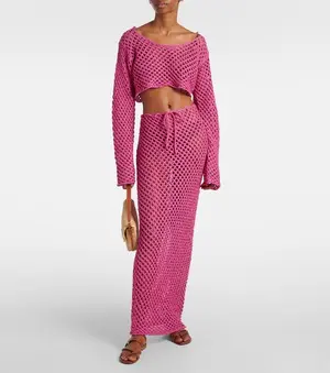 BANANHOT Magen Crochet Cotton-blend Crop Top - Pink