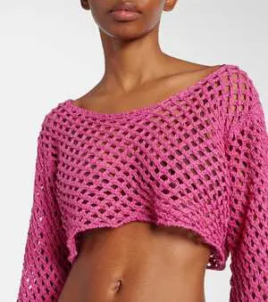 BANANHOT Magen Crochet Cotton-blend Crop Top - Pink