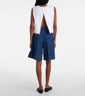 PATOU Scalloped Cotton Poplin Crop Top