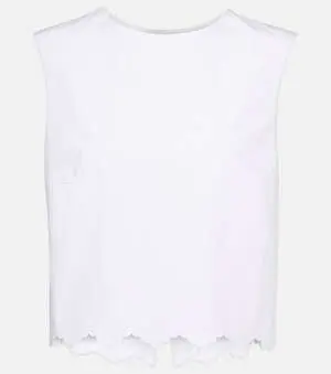PATOU Patou Scalloped Cotton Poplin Crop Top