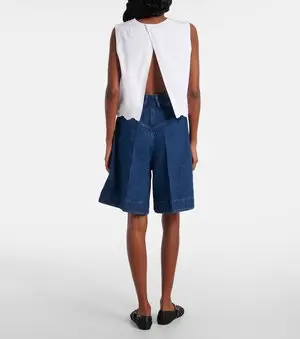 PATOU Scalloped Cotton Poplin Crop Top