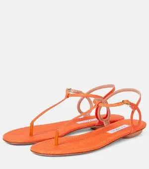 AQUAZZURA Almost Bare Raffia-effect Sandals - Orange