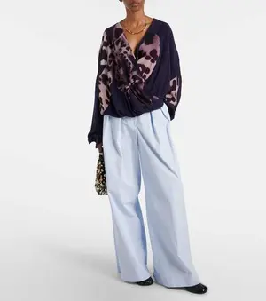 Dries Van Noten Cotton Wide-leg Trousers