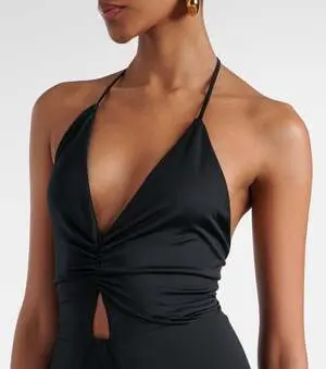 Victoria Beckham Gathered Jersey Gown - Black