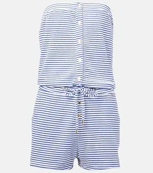 Melissa Odabash Venus Cotton-blend Terry Romper - Blue